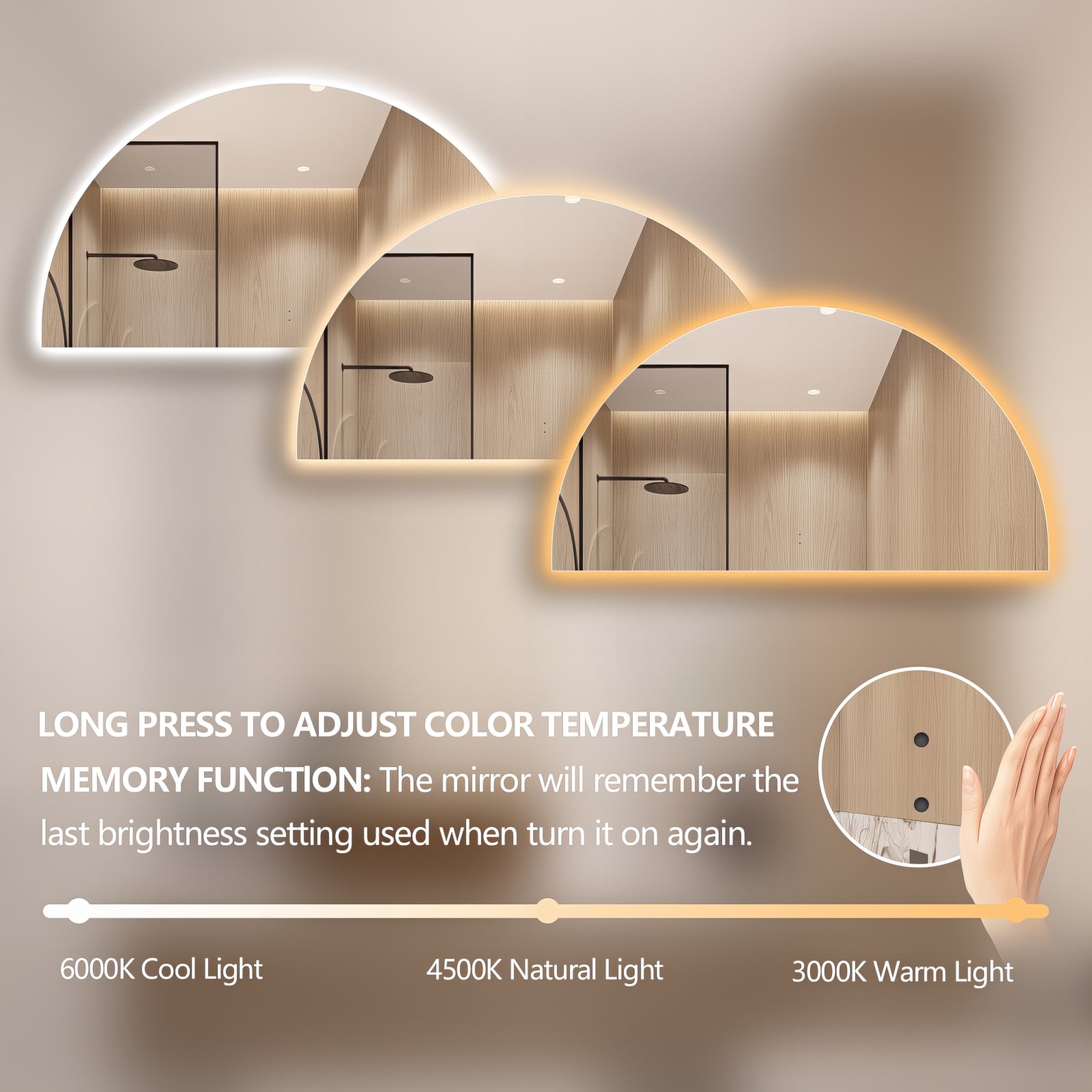 Indulge | Arched Touchless 1500 x 1000 LED Mirror - Three Light ...