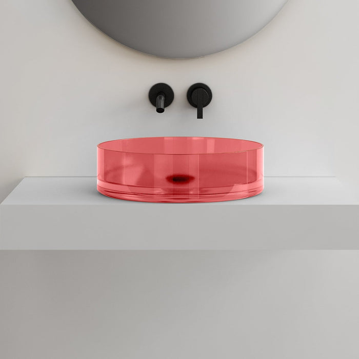 Vetra 360mm Blush Translucent Resin Stone Round Above Counter Basin