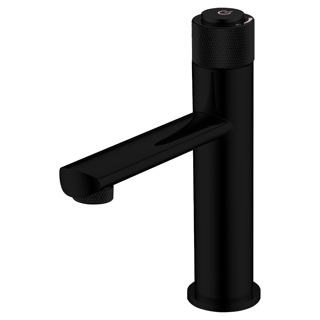 Payten Matte Black Push Basin Mixer | Acqua Bathrooms