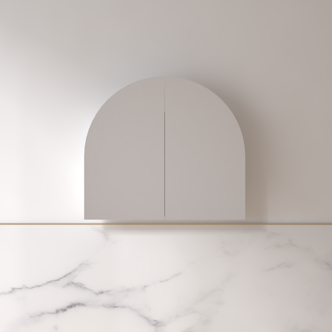 Cresta 900 x 800mm Matte White Arched Shaving Cabinet | Acqua Bathrooms