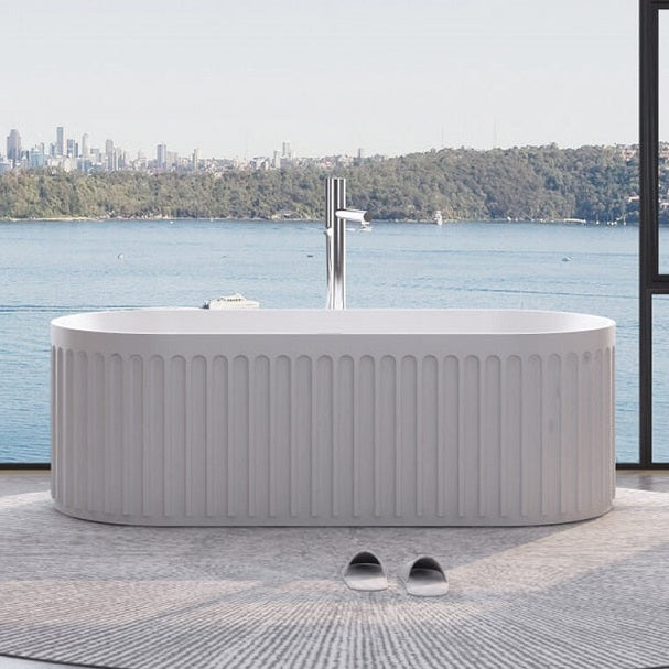 Kelsa 1700mm Stone Fluted Matte White Freestanding Bath Tub | Acqua ...