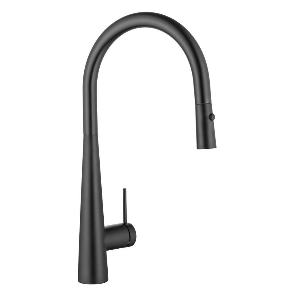 Mica Matte Black Pull-Out Cone Sink Mixer | Acqua Bathrooms
