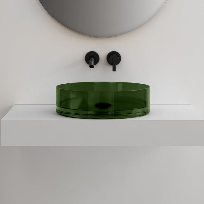 Vetra 360mm Olive Translucent Resin Stone Round Above Counter Basin