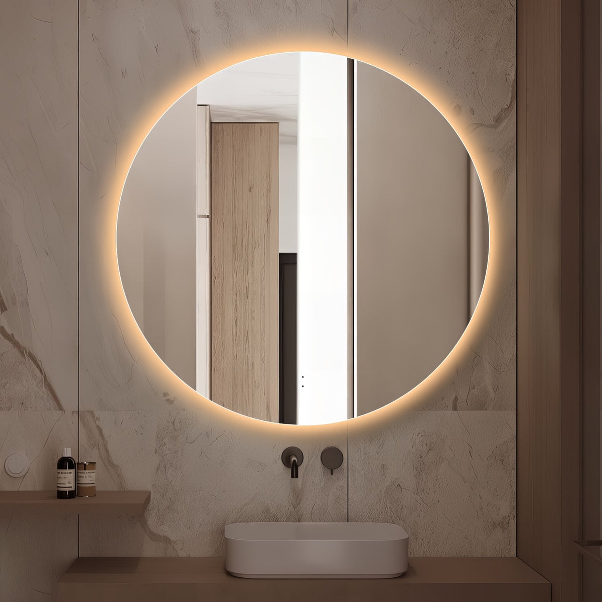 Round Touchless 700mm LED Mirror - Three Light Temperatures — Acqua ...