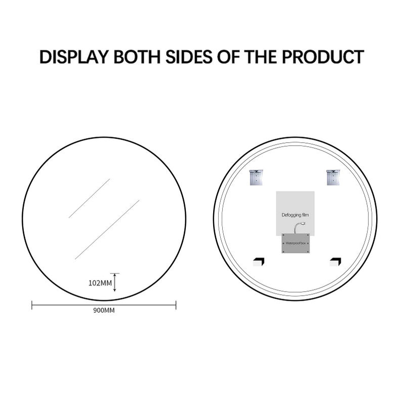 Round Touchless 900mm LED Mirror - Three Light Temperatures — Acqua ...