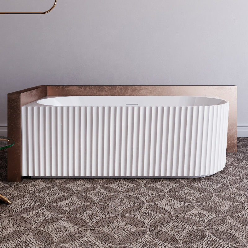 Rivata Fluted 1500mm Matte White Left Corner Fit Designer Round Freest
