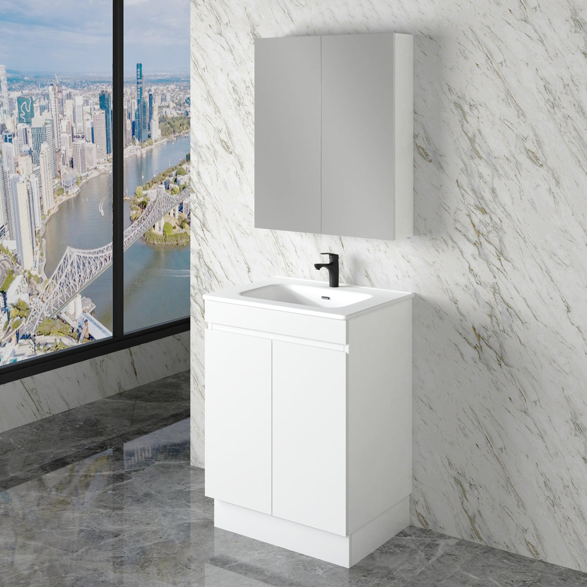 Noah 600 mm White Vanity Unit on kickboard | Acqua Bathrooms