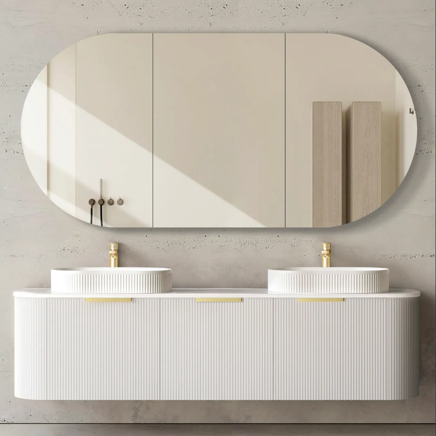 Otti Bondi 1800 Curved Matte White Wall Hung Vanity | Acqua Bathrooms